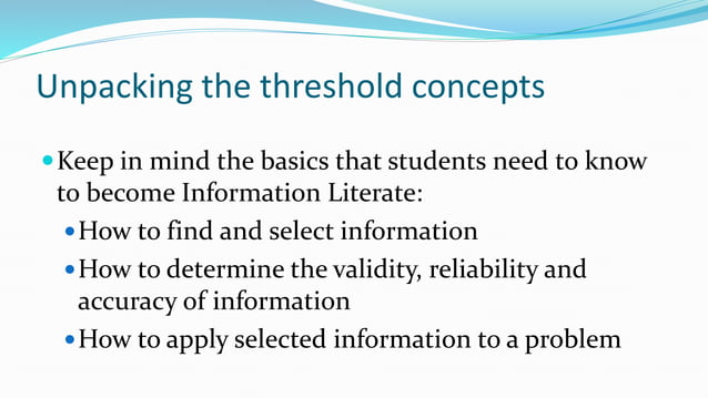 Keys to Teaching the Six Threshold Concepts Workshop | PPT