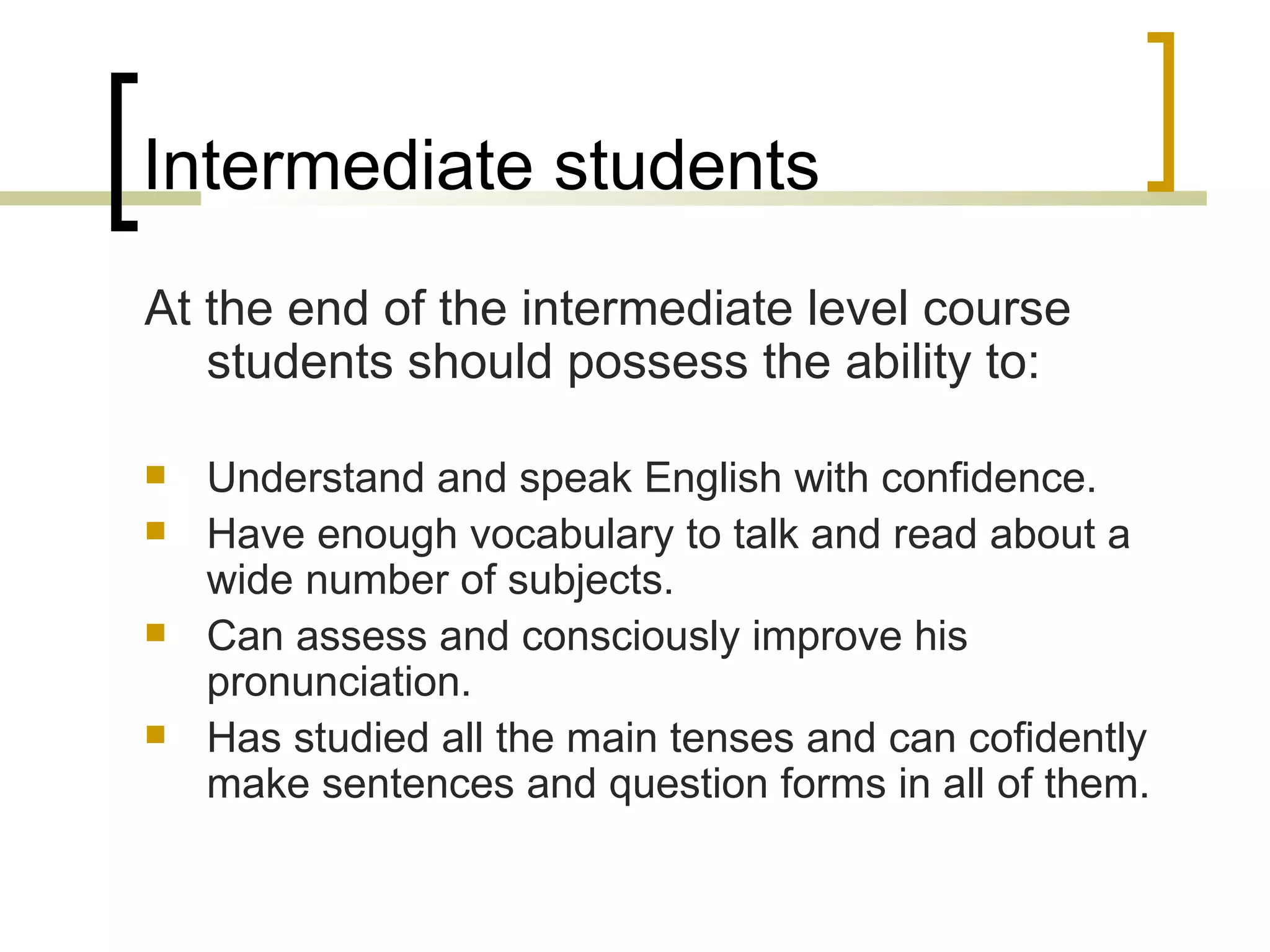 Teaching intermediate learners | PPT