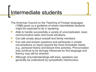 Teaching intermediate learners PPT