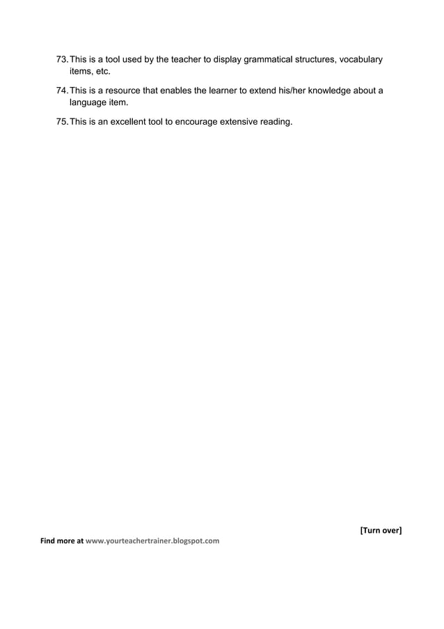 tkt sample test 1, https://tkt.gnomio.com | Educational Assessment ...