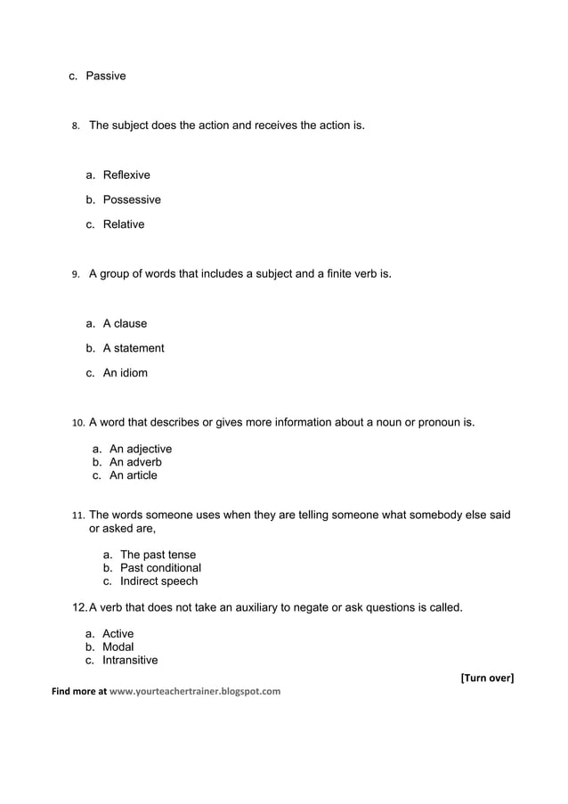 tkt sample test 1, https://tkt.gnomio.com | Educational Assessment ...