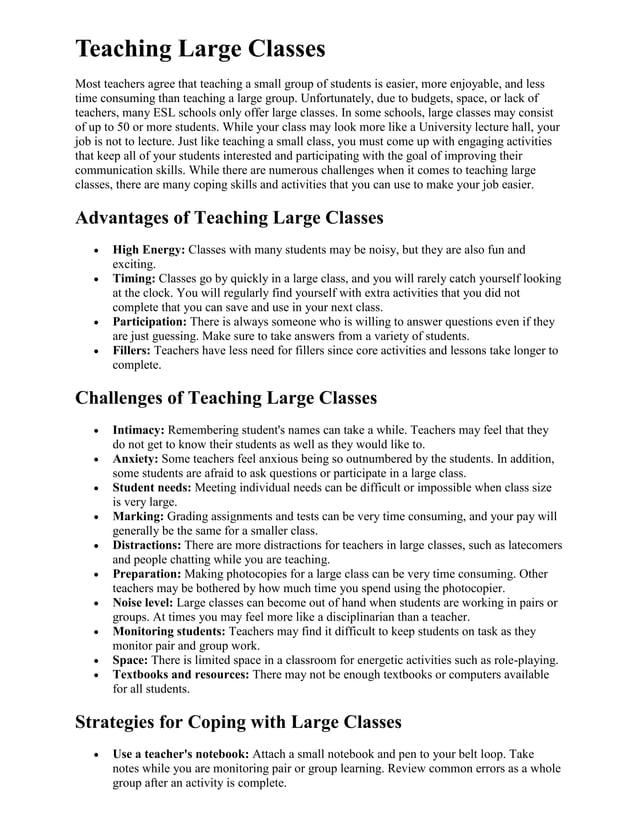 Teaching large classes | DOCX