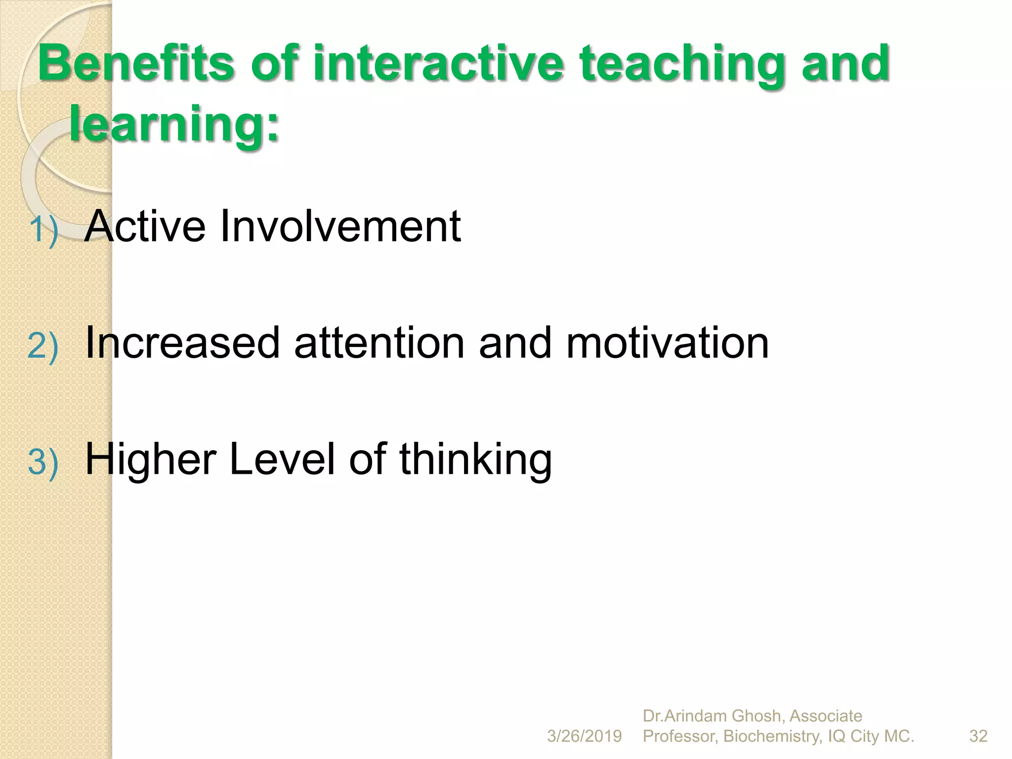 Teaching learning methods mci revised basic course workshop curriculum aetcom module | PPTX