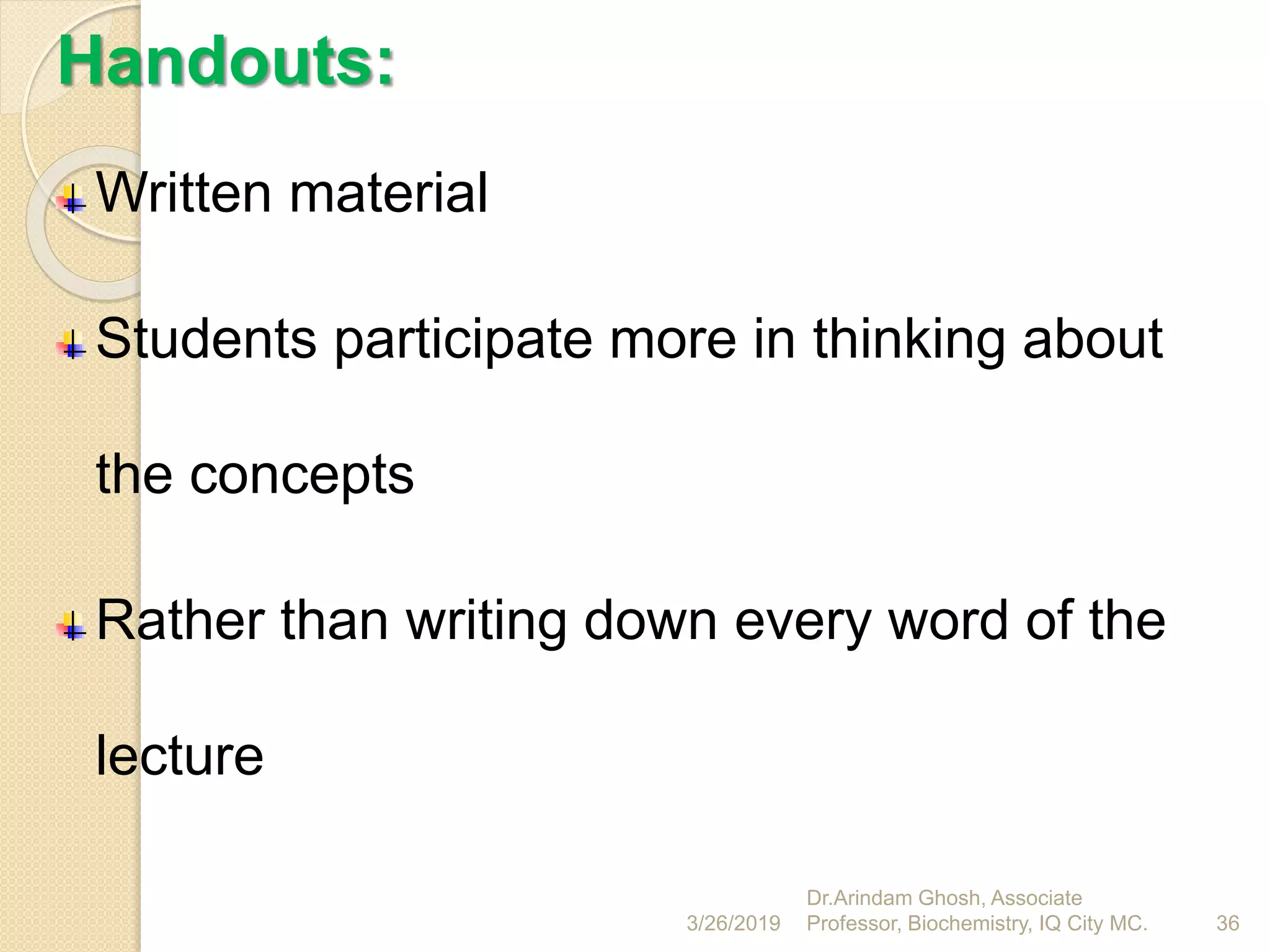 Teaching learning methods mci revised basic course workshop curriculum aetcom module | PPTX
