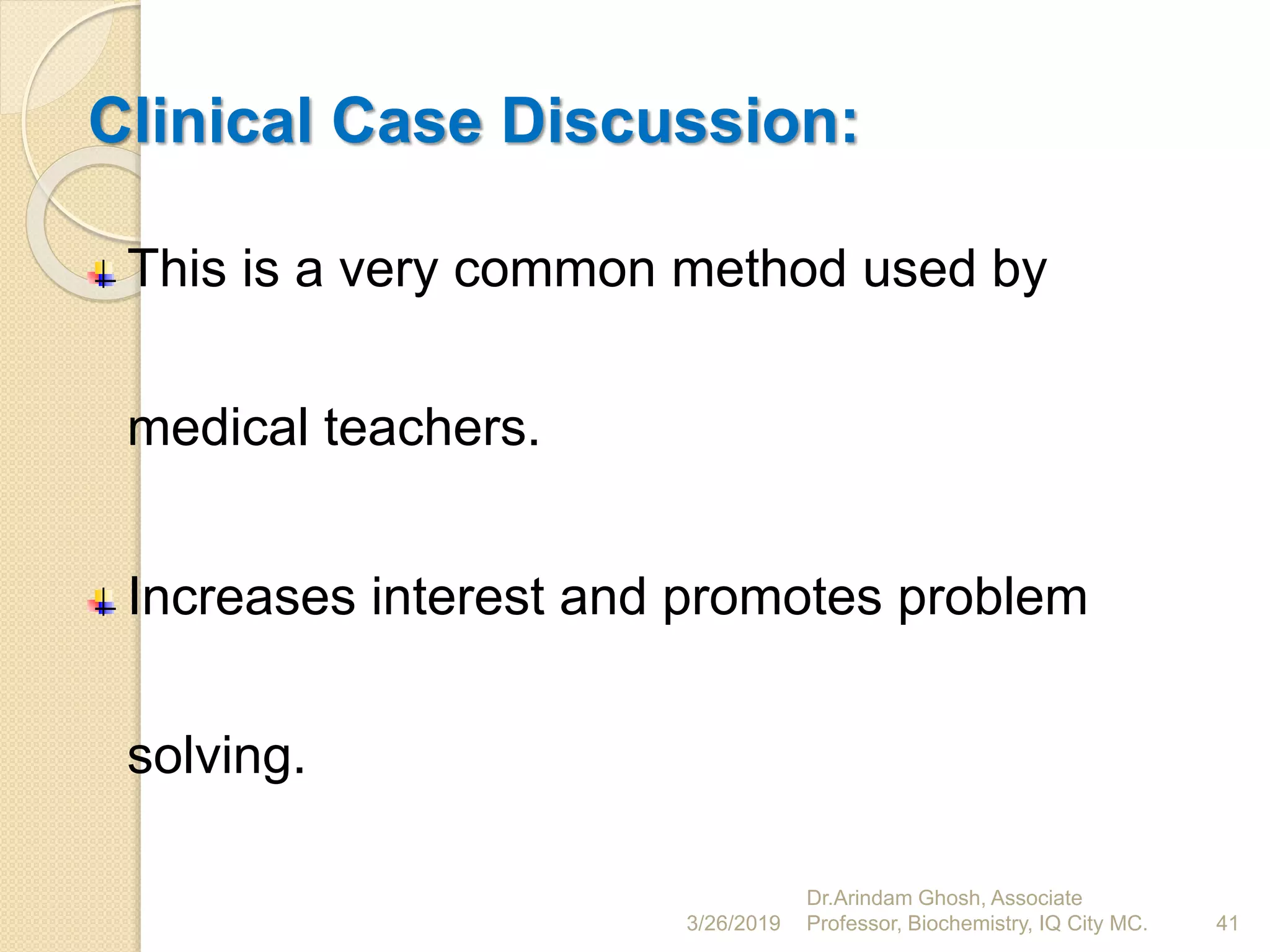 Teaching learning methods mci revised basic course workshop curriculum aetcom module | PPTX