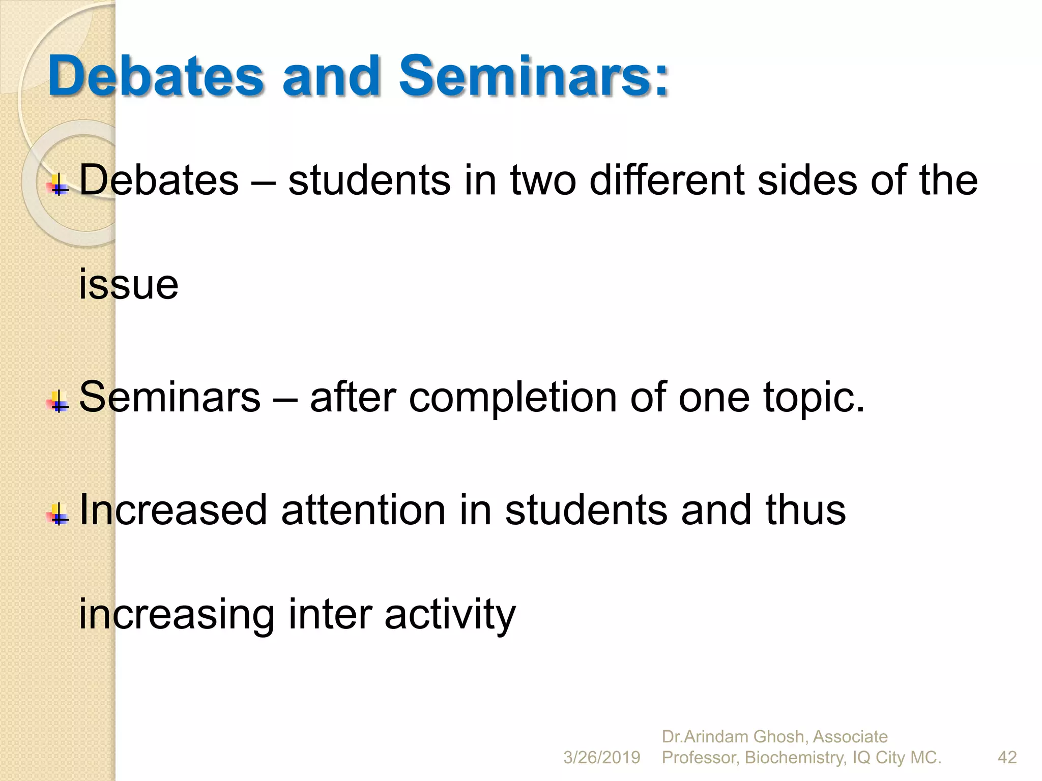 Teaching learning methods mci revised basic course workshop curriculum aetcom module | PPTX