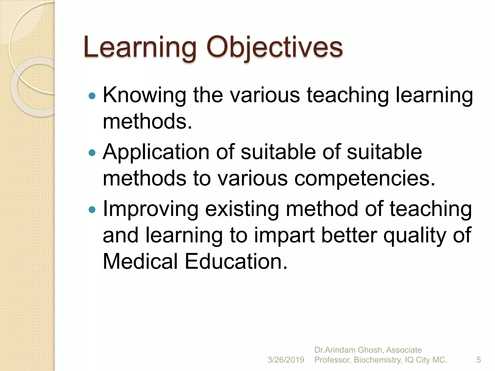 Teaching learning methods mci revised basic course workshop curriculum ...