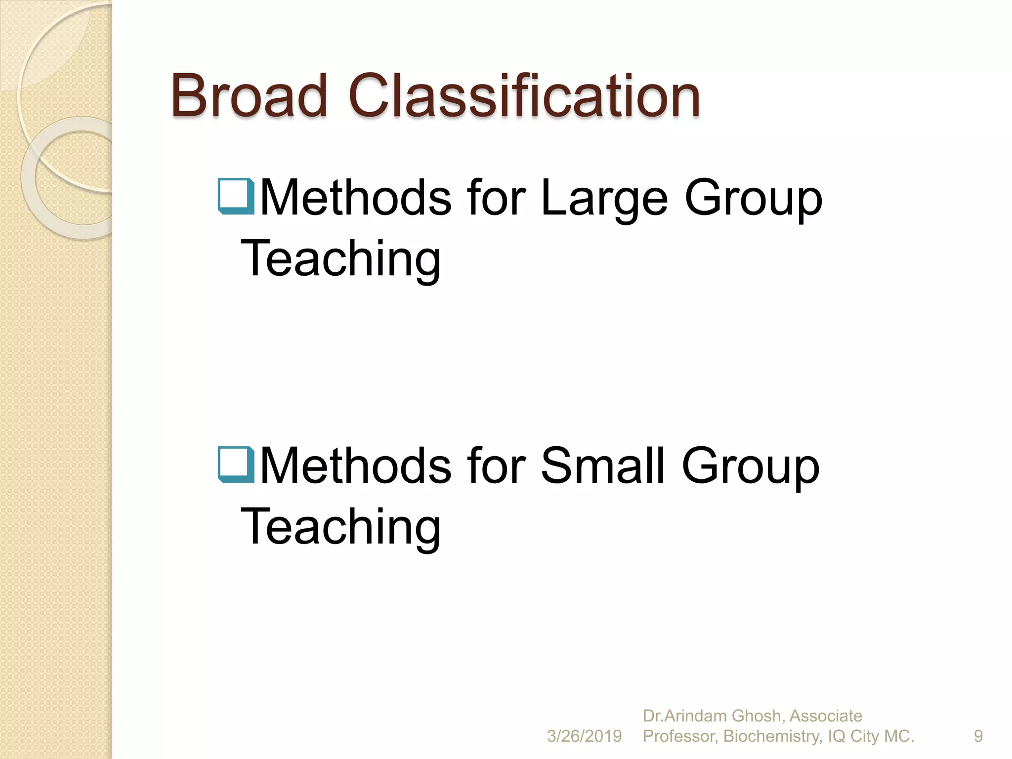 Teaching learning methods mci revised basic course workshop curriculum ...