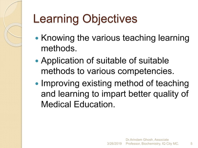 Teaching learning methods mci revised basic course workshop curriculum ...