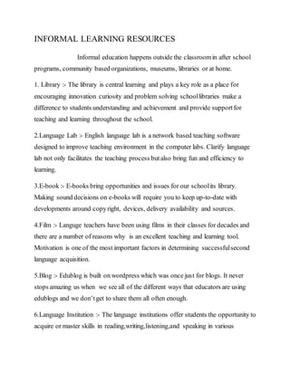 Teaching learning resources | DOCX