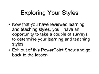 Teaching Learning Styles | PPT
