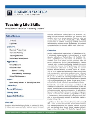 Teaching life skills | PDF