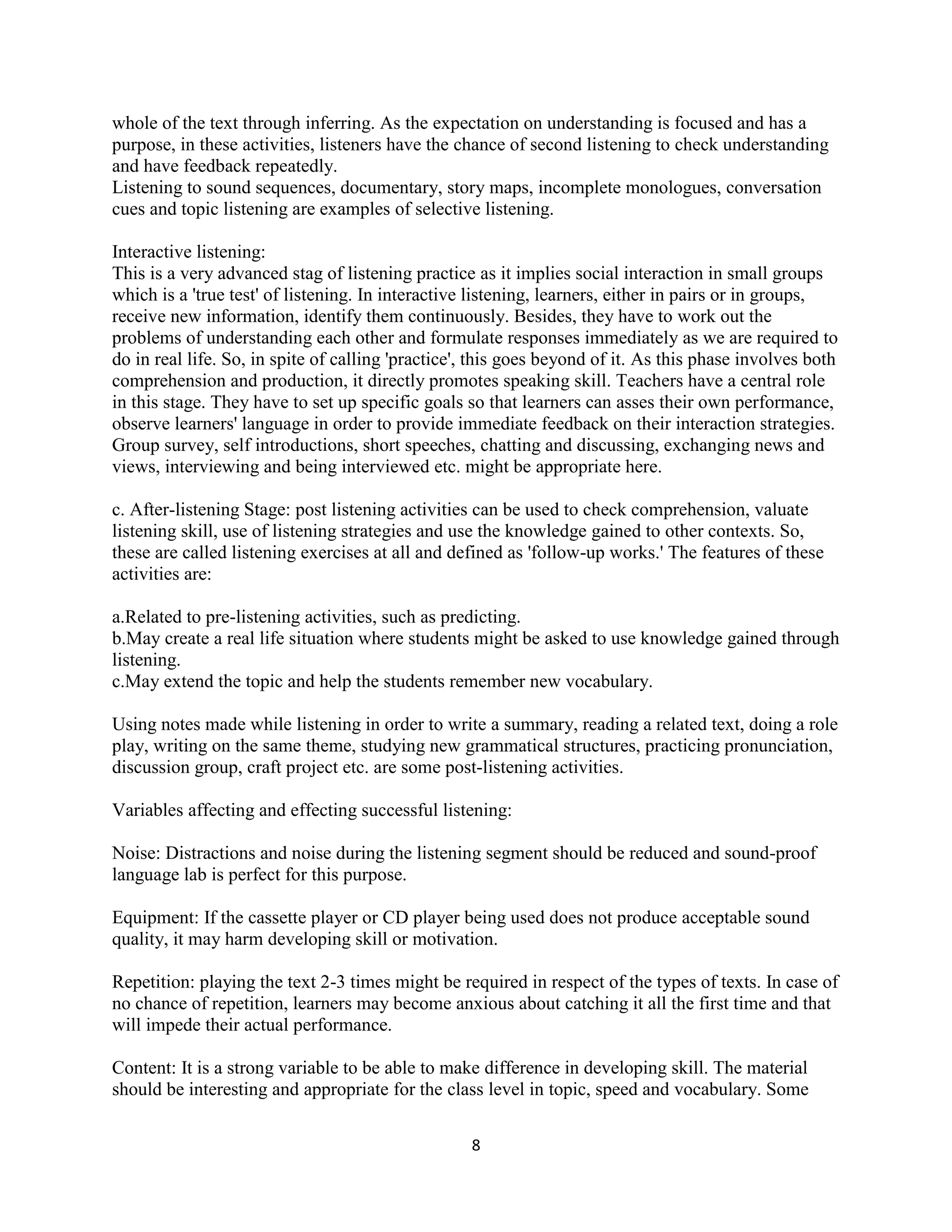 Principles of teaching listening and speaking skills | DOCX