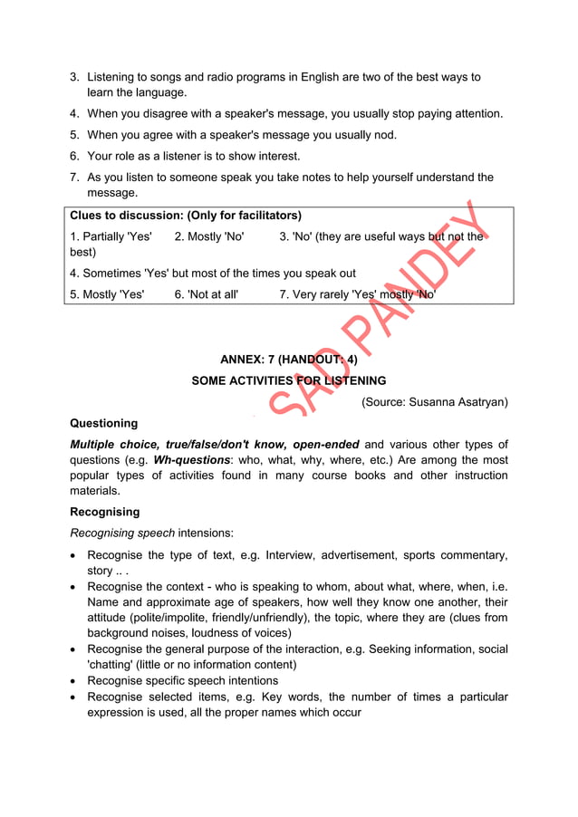 Teaching listening (by shyam pandey) | PDF