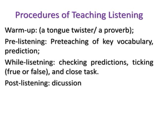 Teaching listening in secondary schools (a survey in Morocco) | PPTX