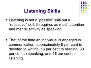 Teaching listening skills and Spoken Communication Skills | PPT