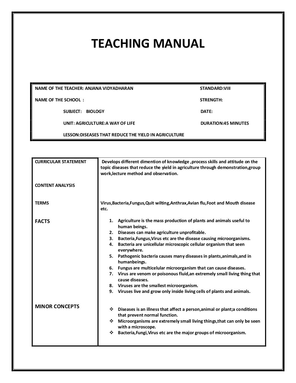 Teaching Manual Examples