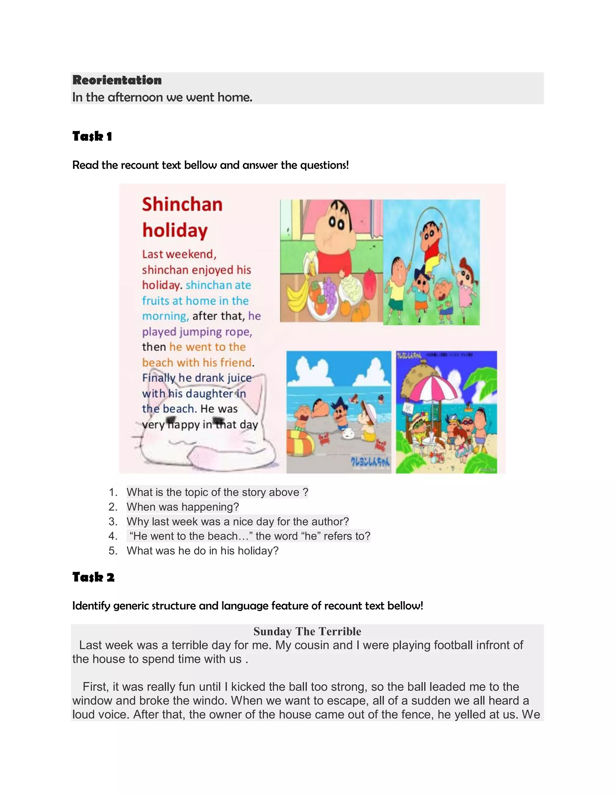 Teaching material unit 4 - reading skill recount text | PDF