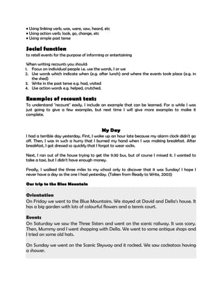 Teaching material unit 4 - reading skill recount text | PDF
