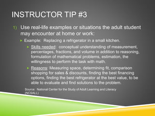Introduction to Teaching Math to Adult Students in Basic Education | PPTX