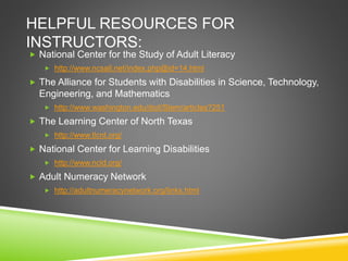 Introduction to Teaching Math to Adult Students in Basic Education | PPTX