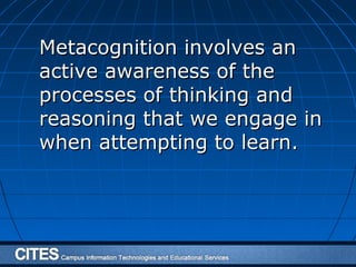 Teaching Metacognition | PPT
