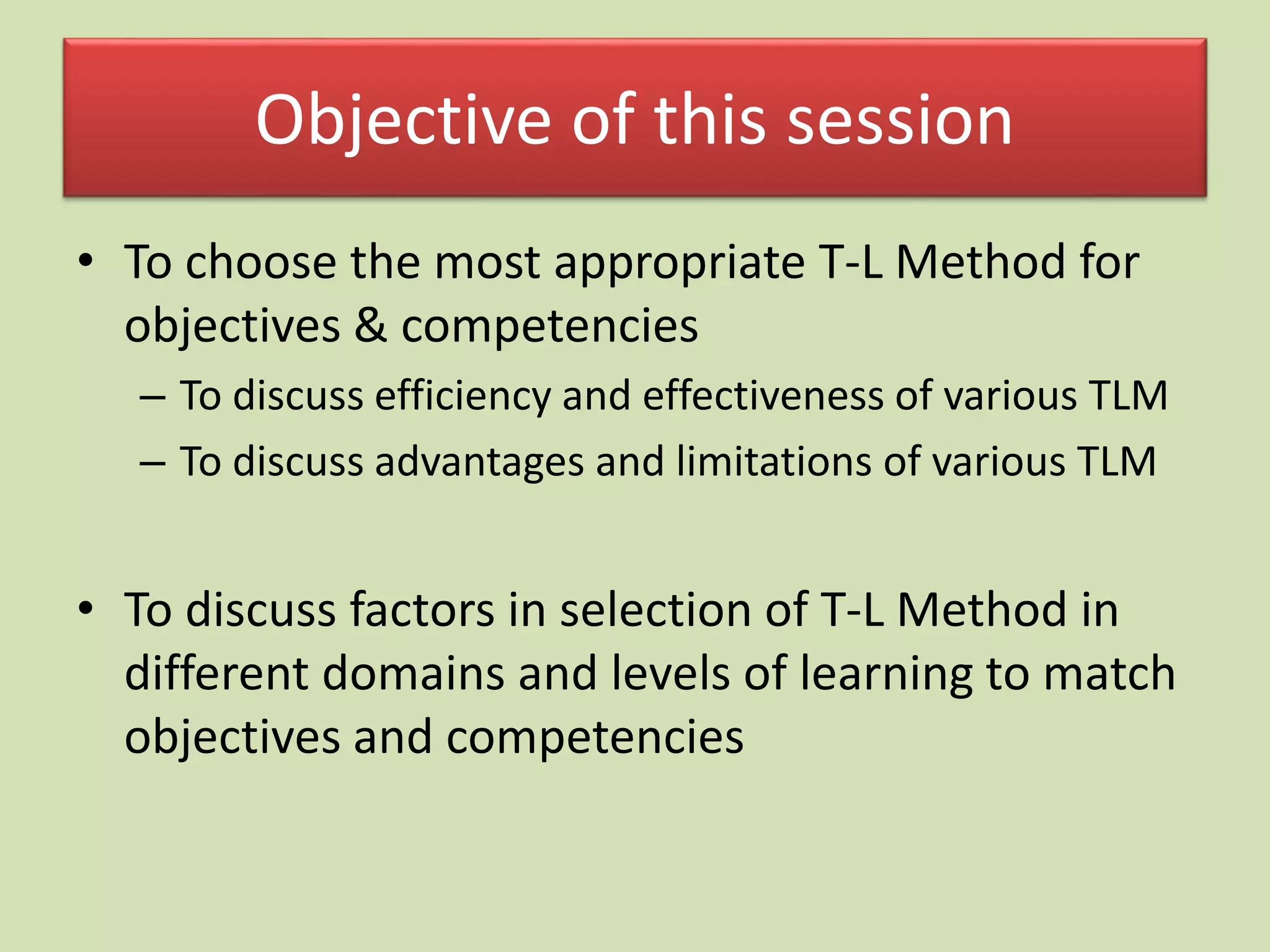 Teaching Methods aligned to objectives | PPTX