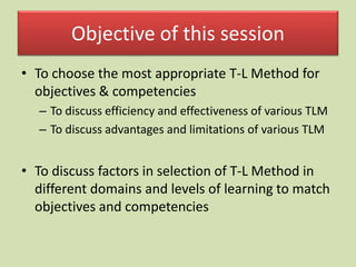 Teaching Methods aligned to objectives | PPTX