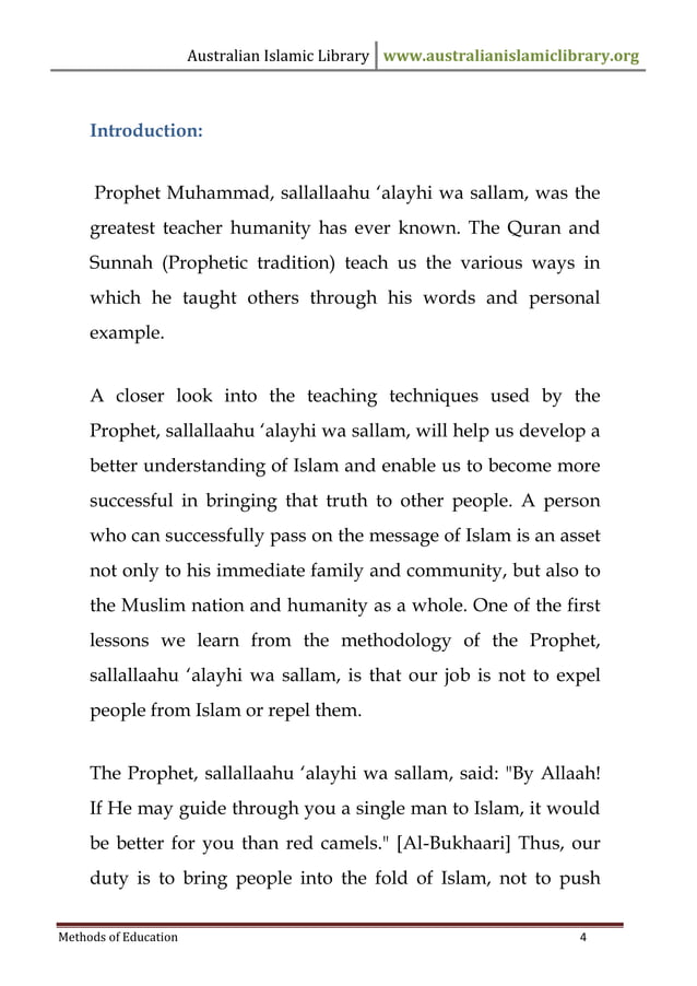Humanity's Teacher: Teaching Methods Of Prophet Muhammad PBUH ...