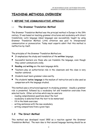 Teaching methods overview by muhammad azam | DOC