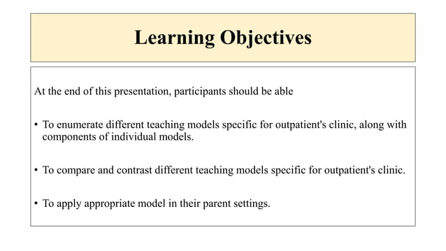 Teaching Models for Outpatient Clinic | PPTX | Education