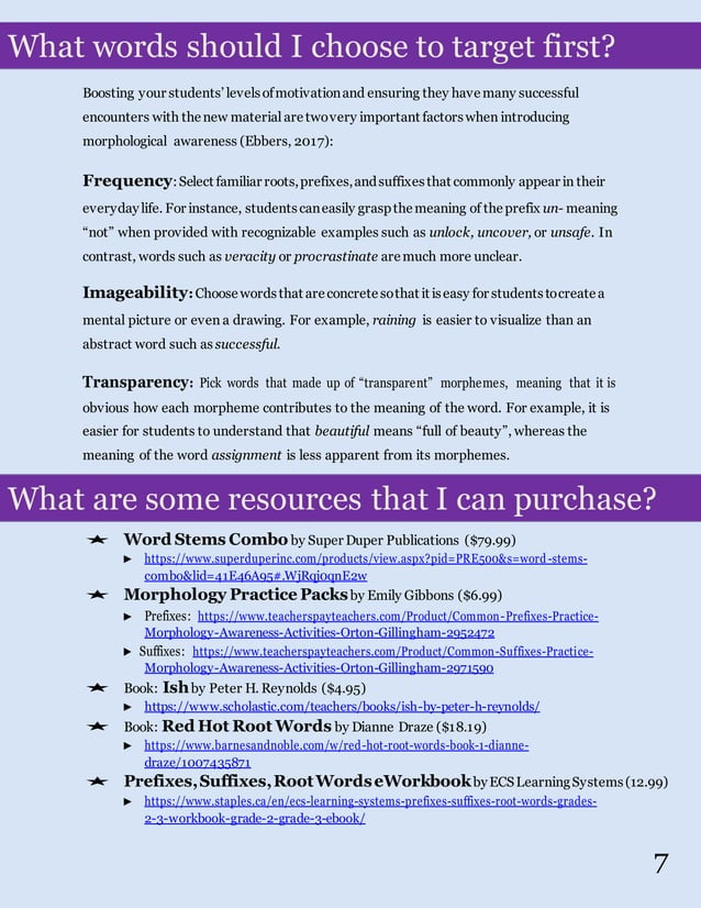 Teaching morphology to improve literacy | DOCX