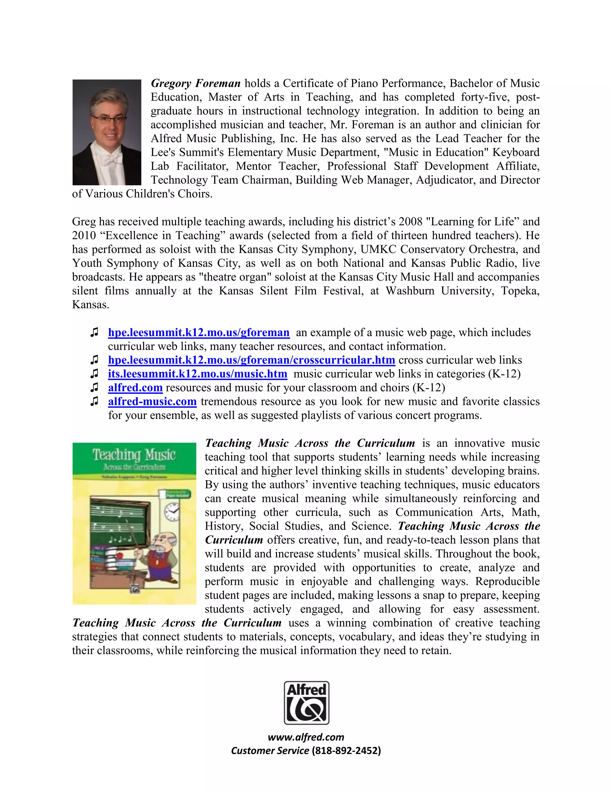 Teaching music across the curriculum handout | PDF