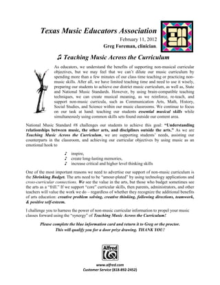 Teaching music across the curriculum handout | PDF