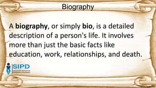 Teaching of biography | PPTX