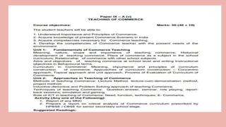 Teaching of commerce B.Ed India | PPTX