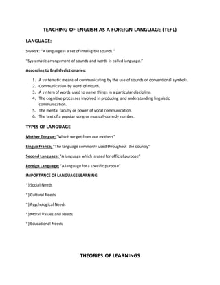 Teaching of english as a foreign language | DOCX