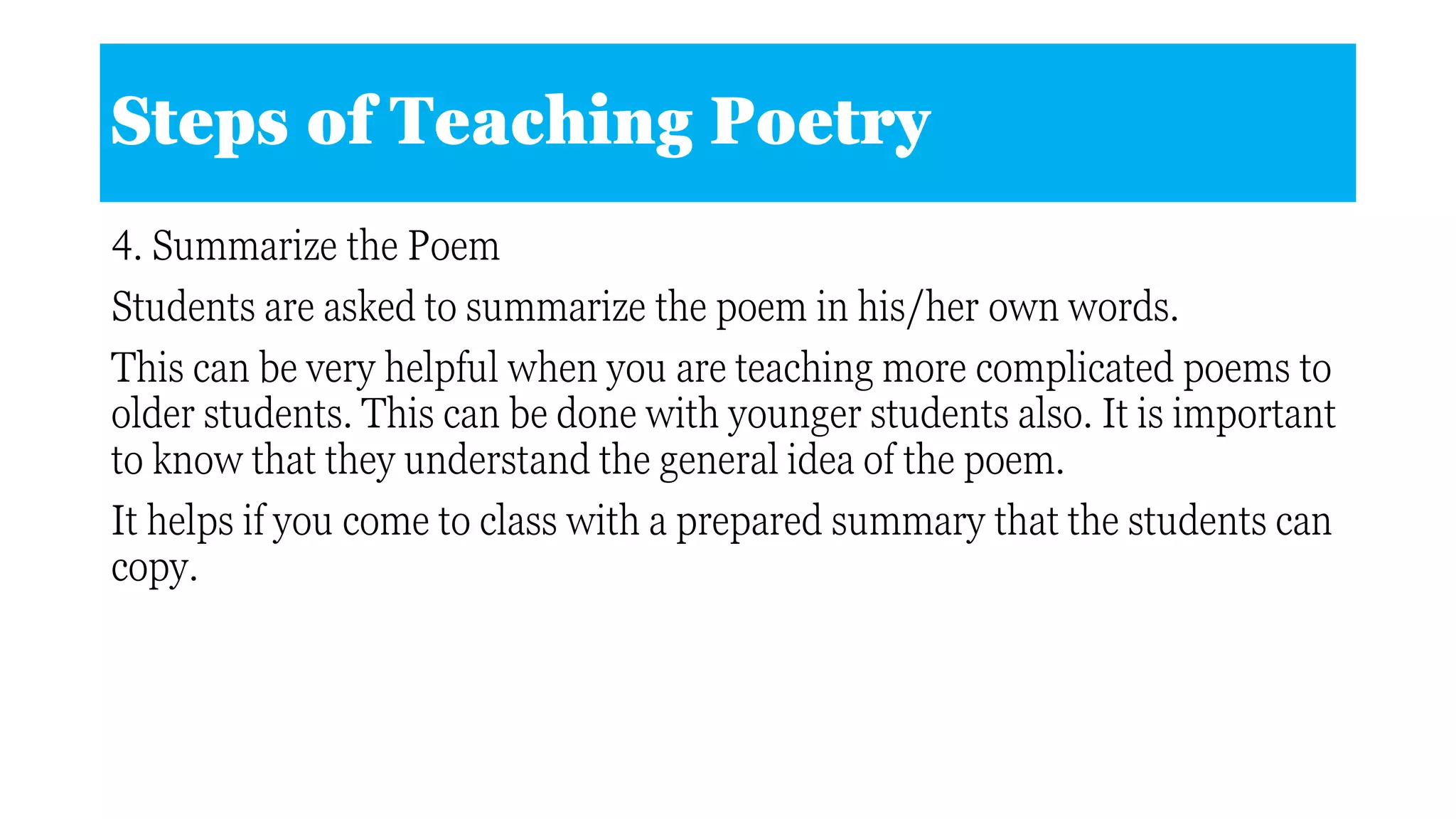 Teaching of Poetry | PDF