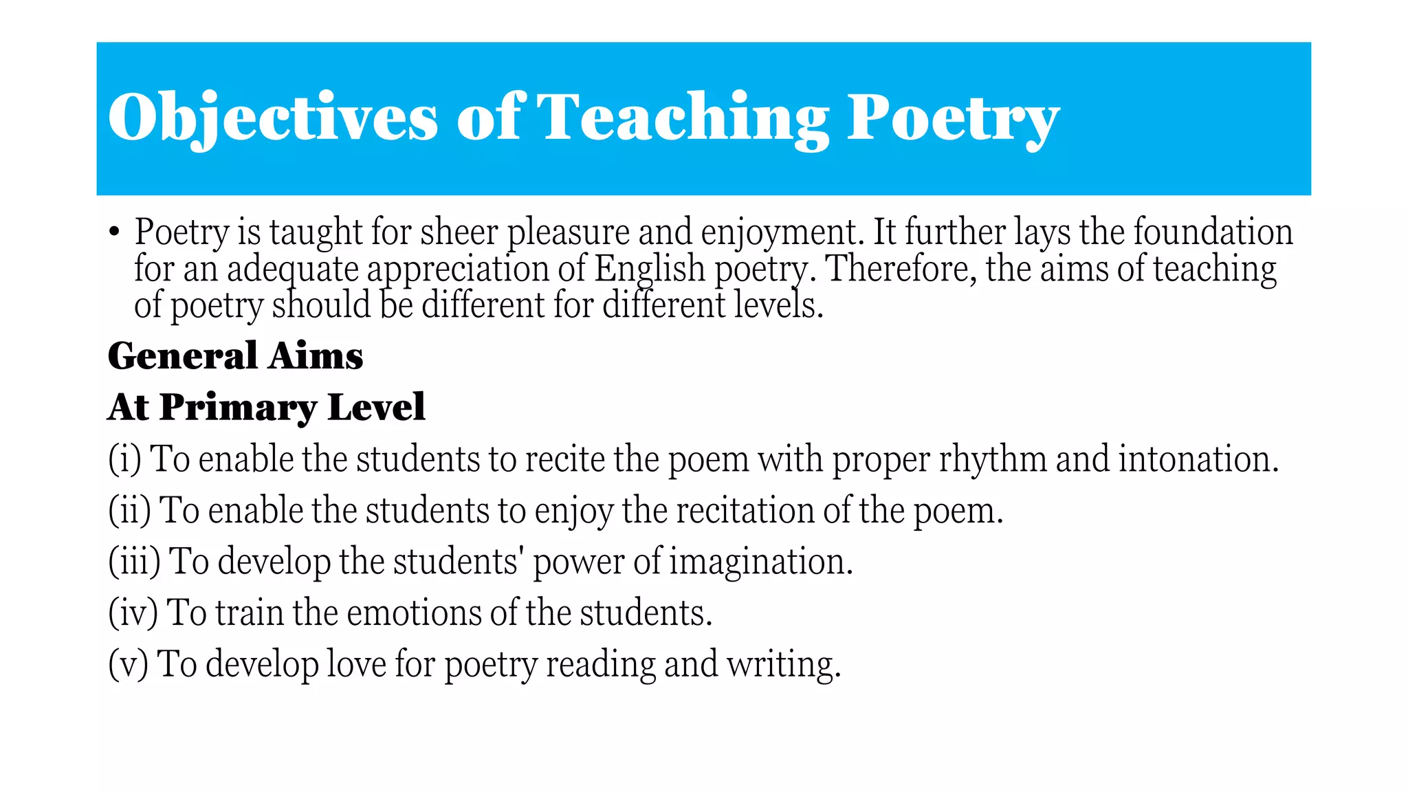 Teaching of Poetry | PDF