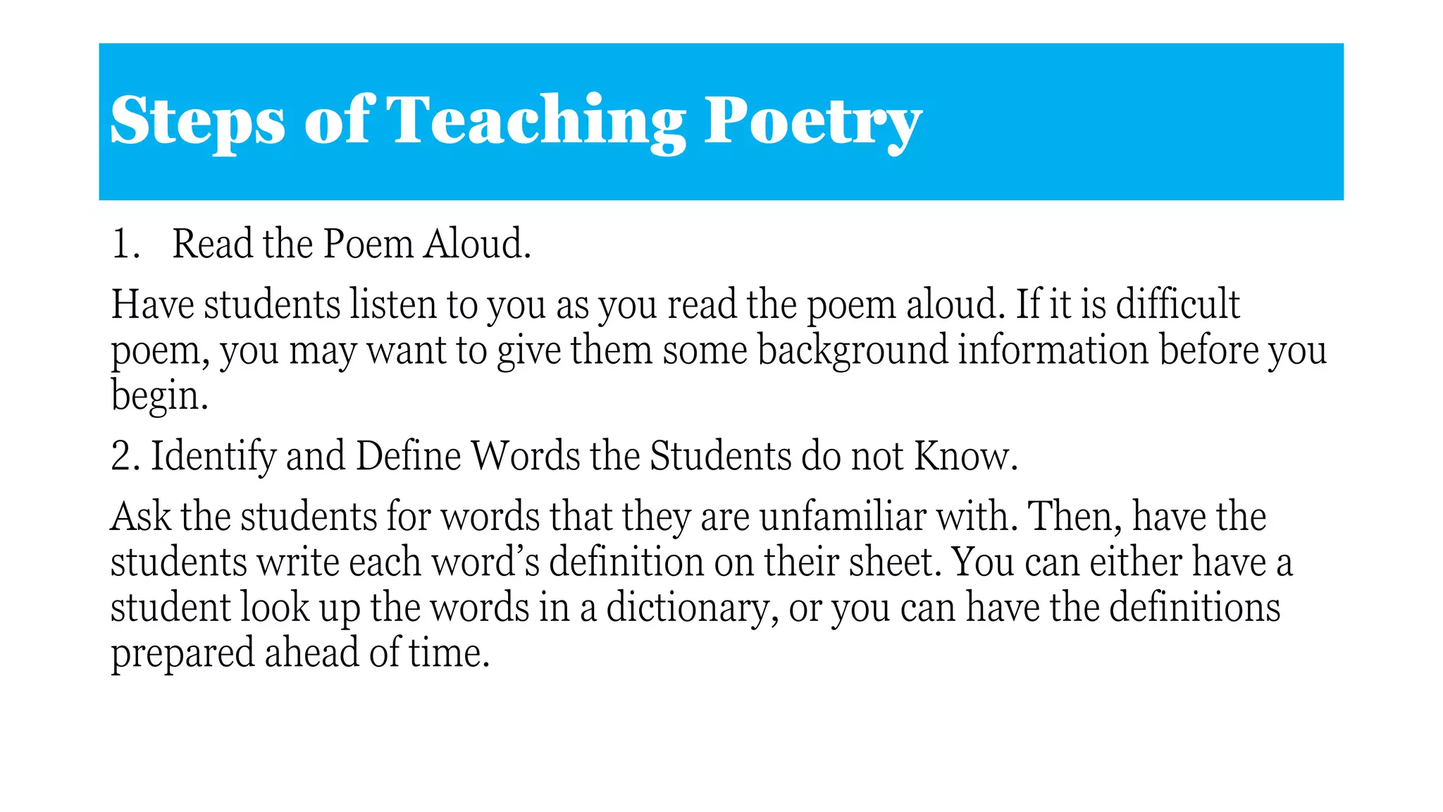 Teaching of Poetry | PDF