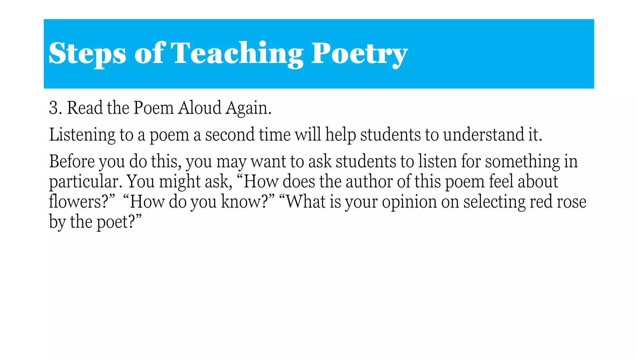 Teaching of Poetry | PDF