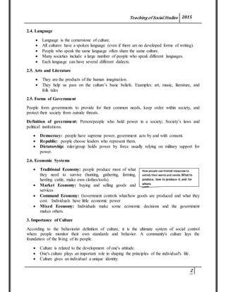 Teaching of social studies culture | DOCX