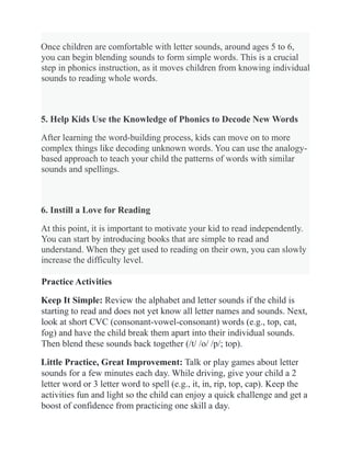 How to teach phonics scound to children doc | DOCX