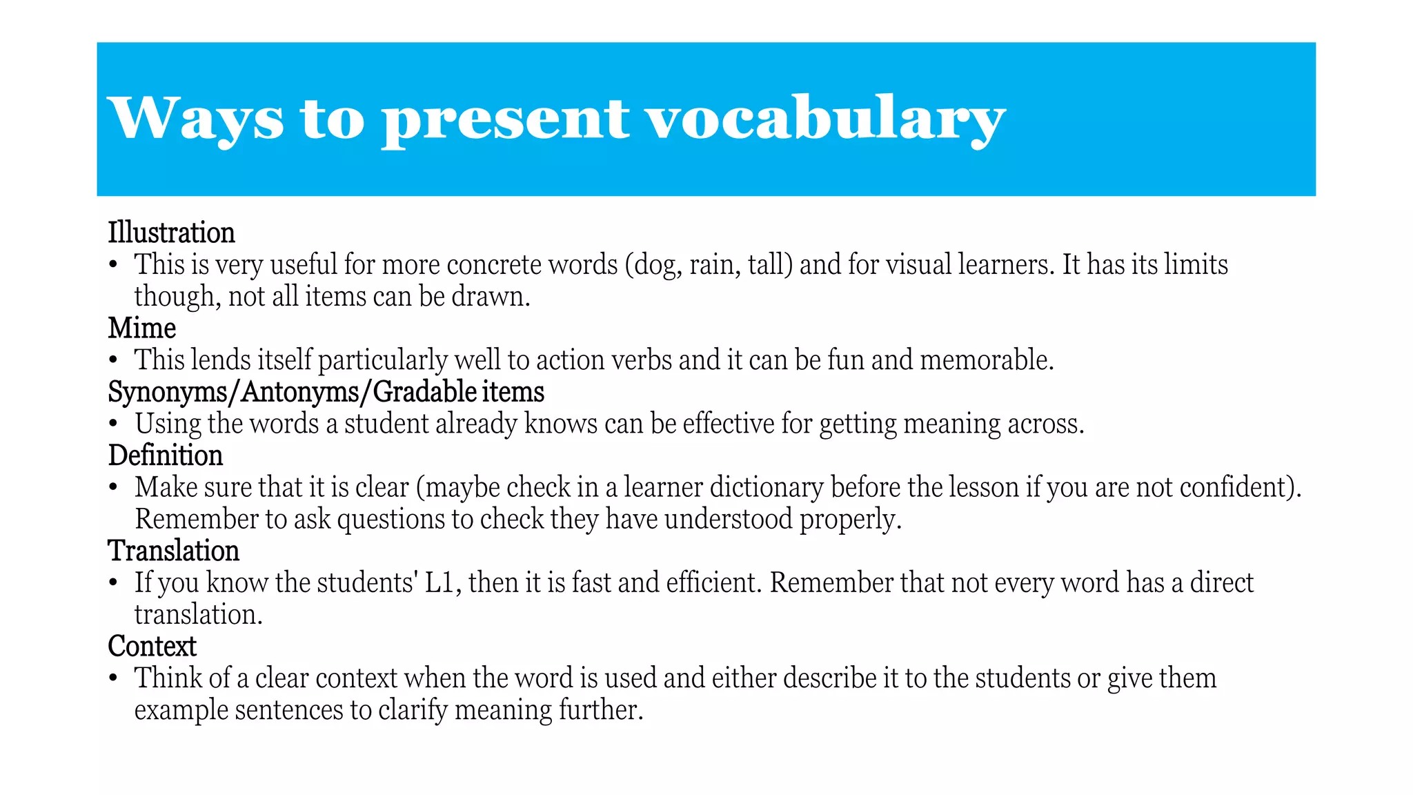 Teaching of Vocabulary | PDF