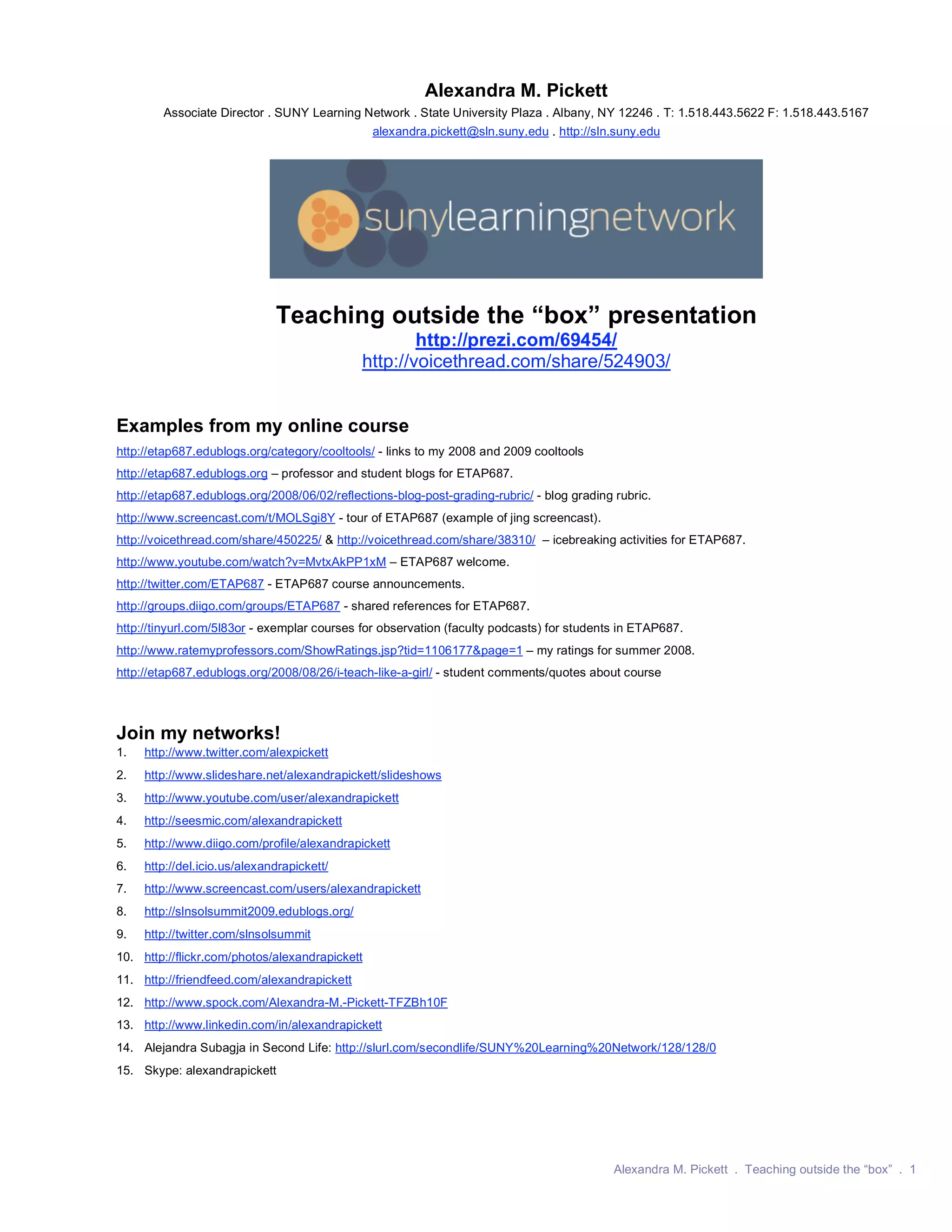 Teaching Outside the "Box" handout | PDF | Social Networking | Internet