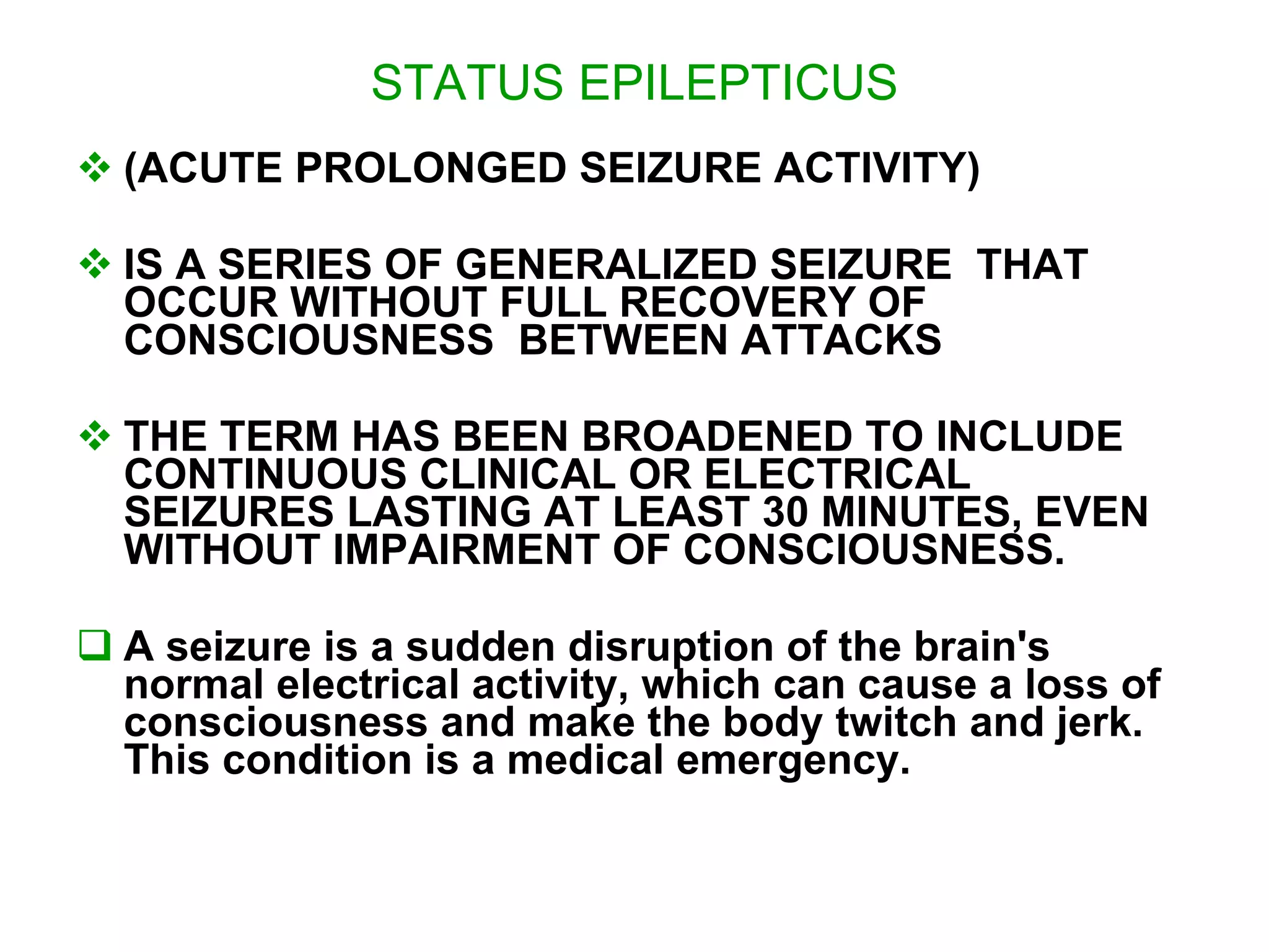 Seizure: Status Epilepticus | PPT