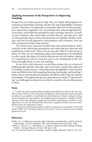 Teaching perspectives good teaching - one size fits all | PDF