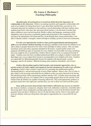 Laura J. Backman's Teaching Philosophy | PDF
