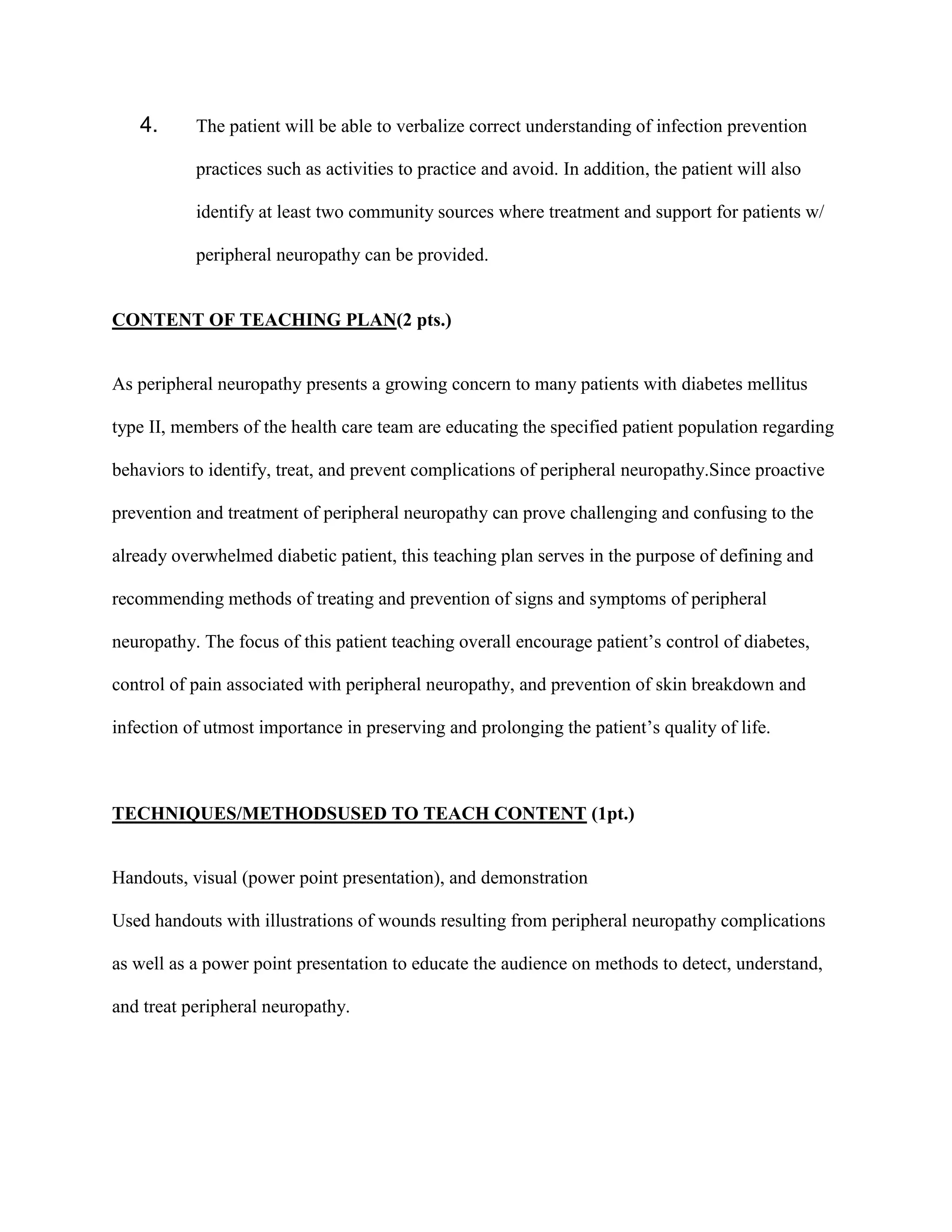 Teaching plan peripheral neuropathy | DOCX
