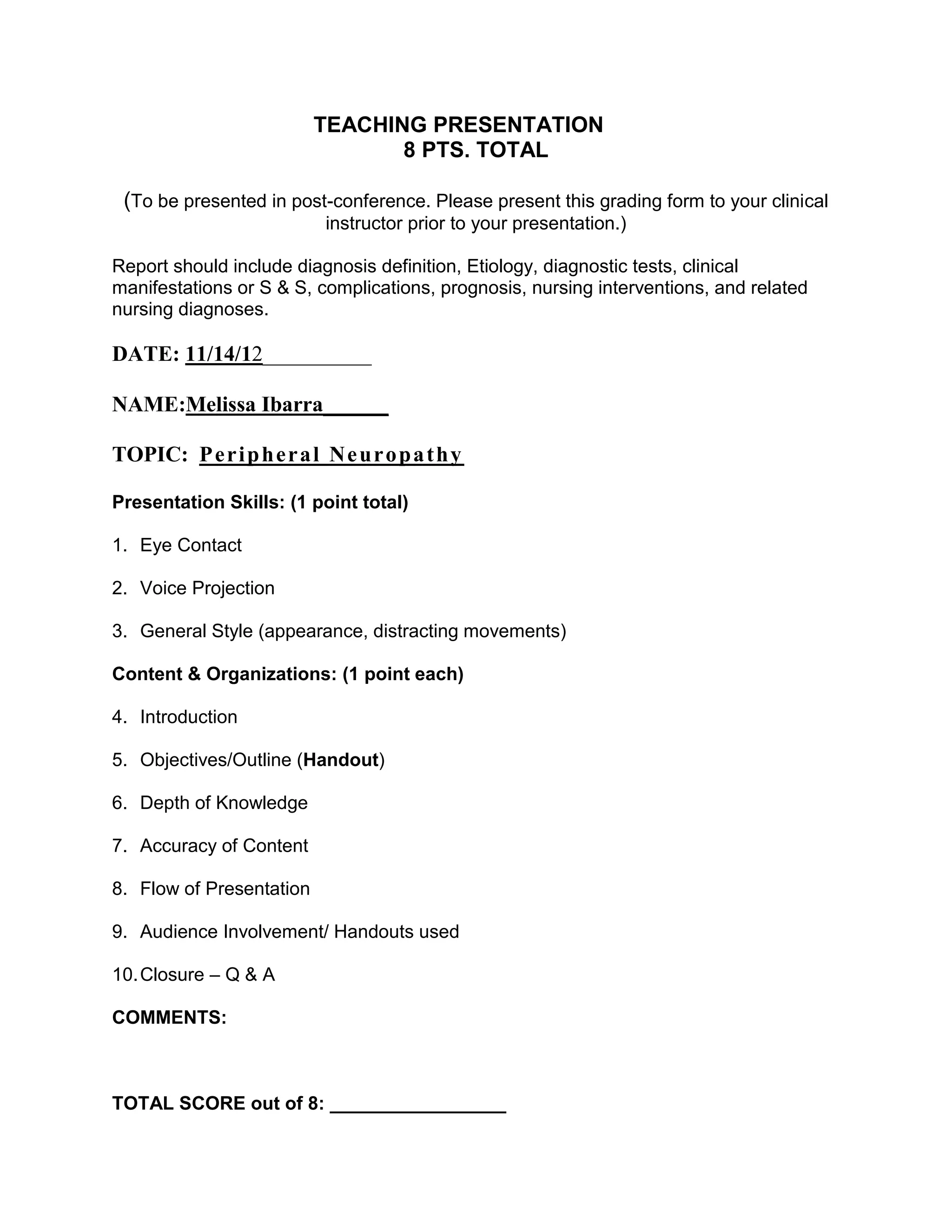 Teaching plan peripheral neuropathy | DOCX